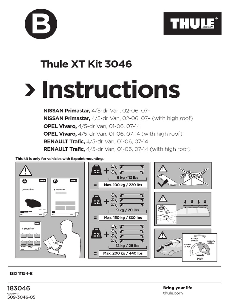 Instructions: Thule XT Kit 3046 | PDF