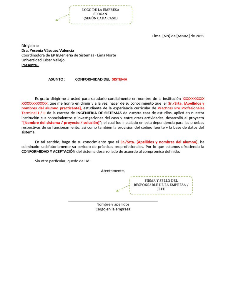 PPP1 C1 Pra05 Carta - Conformidad | PDF