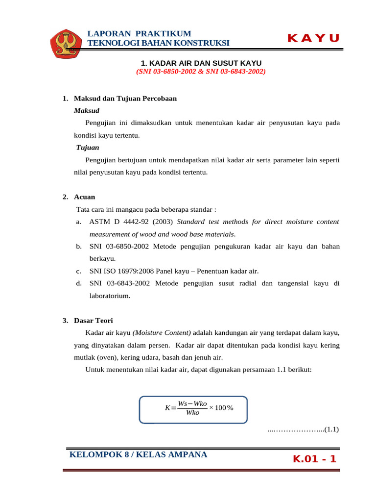 Bab 1 - Kadar Air Dan Susut Kayu. CA | PDF