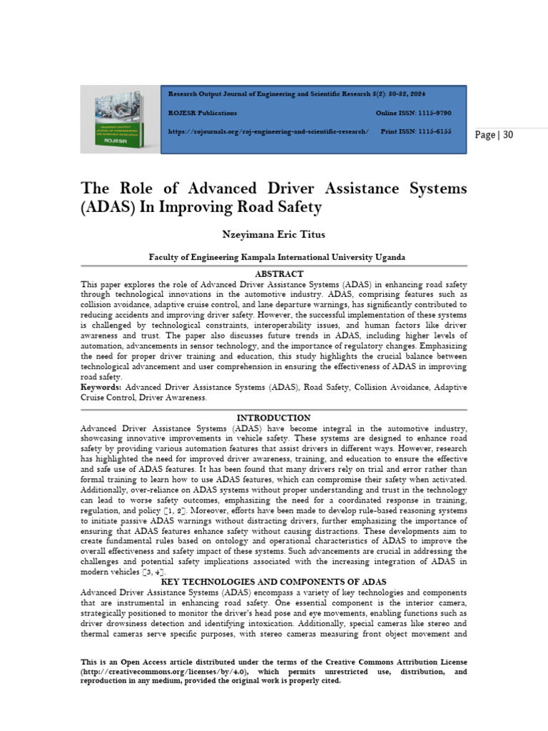 The Role of Advanced Driver Assistance Systems (ADAS) In Improving Road ...