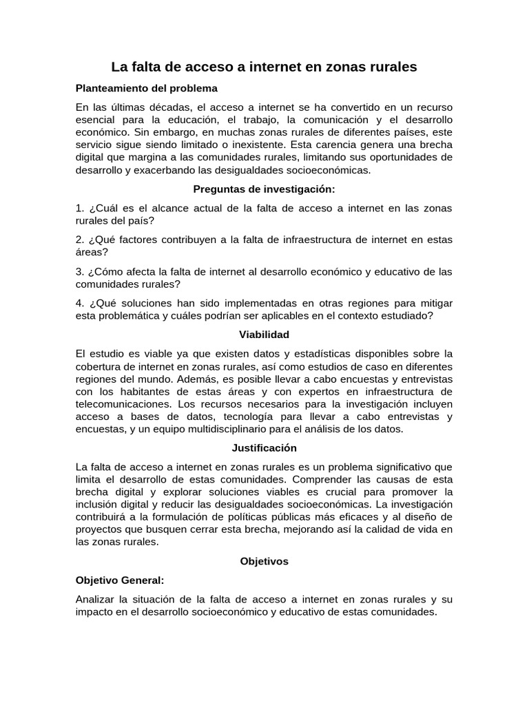 Falta de Internet en Zonas Rurales | PDF | Internet | Ciencias sociales