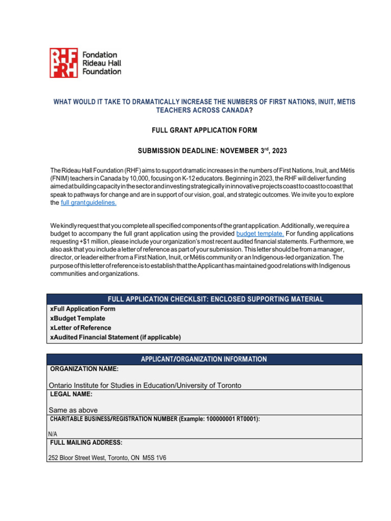 RHF ITE Application 2023 Styres | PDF
