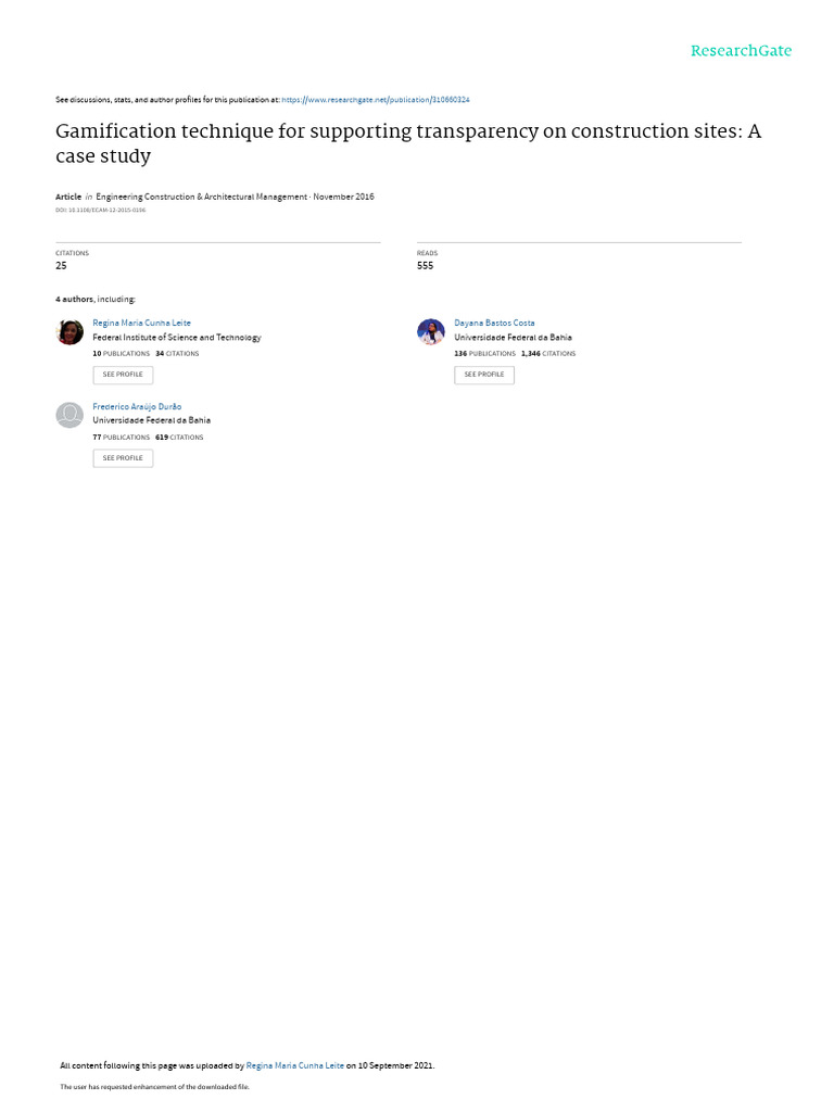 Gamification Technique For Supporting Transparency On Construction ...