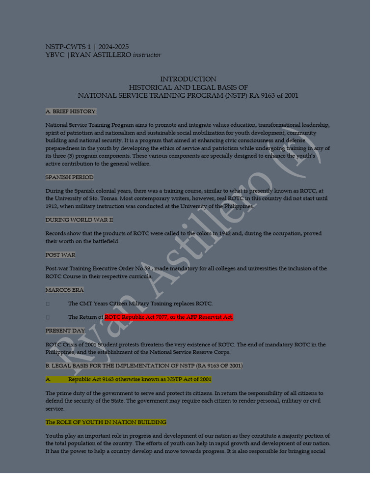 NSTP Handouts | PDF | Philippines | Social Science