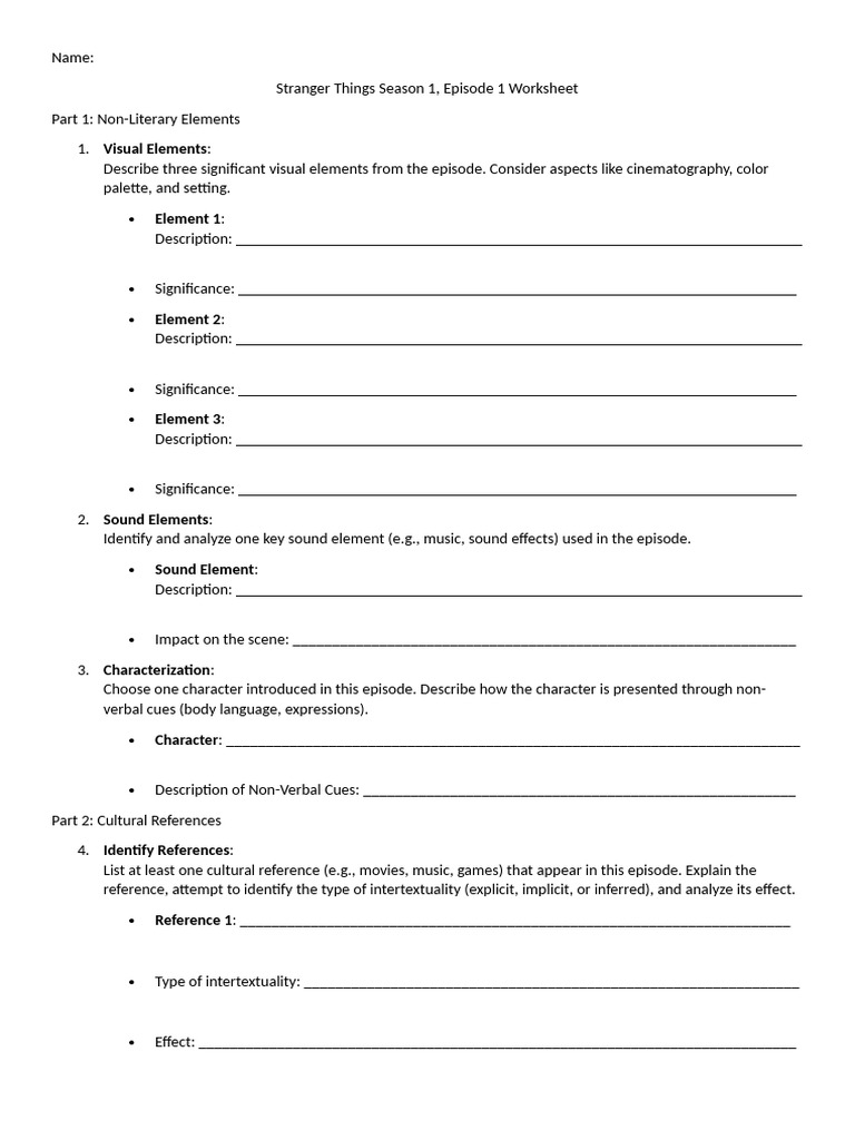Stranger Things Episode 1 Analysis | PDF