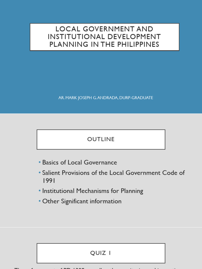 Local Government and Institutional Development Planning in The | PDF