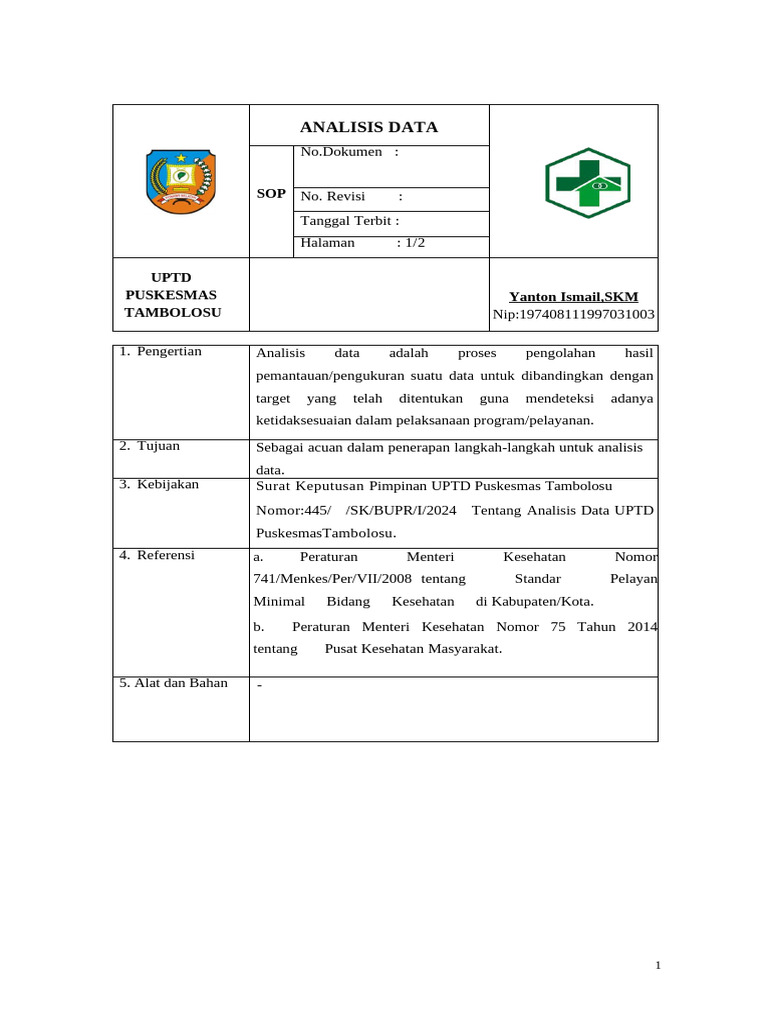 Sop Analisis Data | PDF