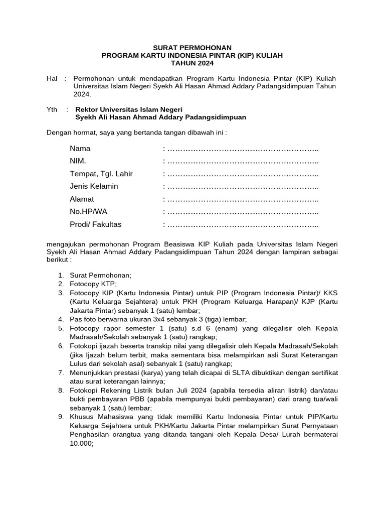1 Surat Permohonan 3 | PDF