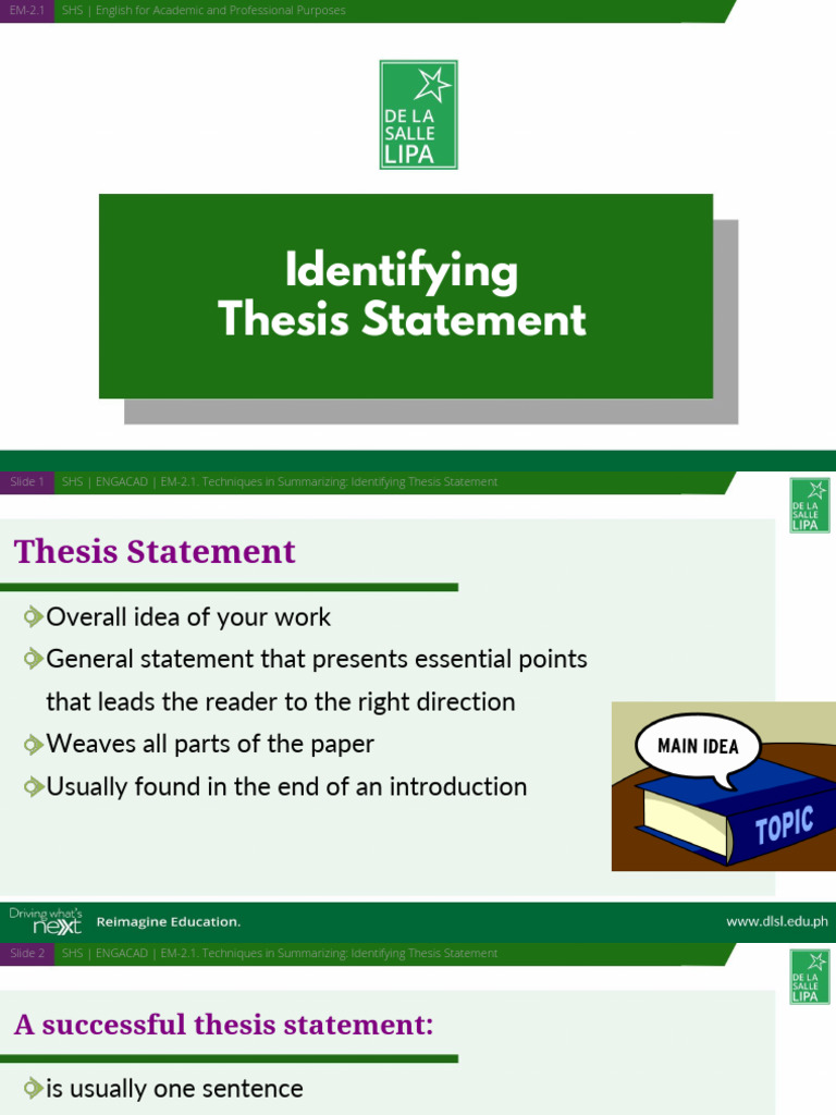 EM-2.1. Identifying Thesis Statement | PDF