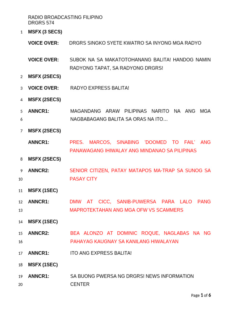 Script Radio Broad 2024 | PDF