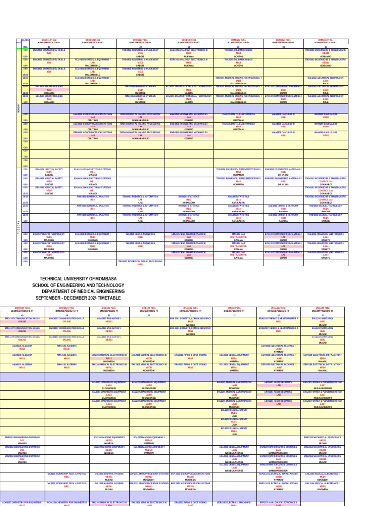 2024 Sep - Dec TimeTable | PDF