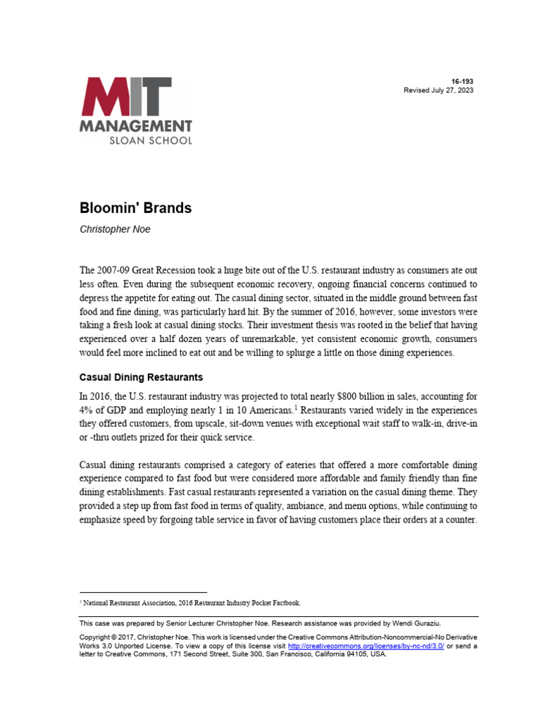 Bloomin' Brands | PDF