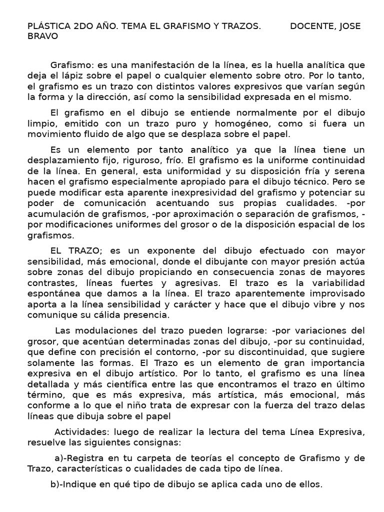 Grafismo y Trazos en Dibujo | PDF | Dibujo | Métodos y materiales de ...