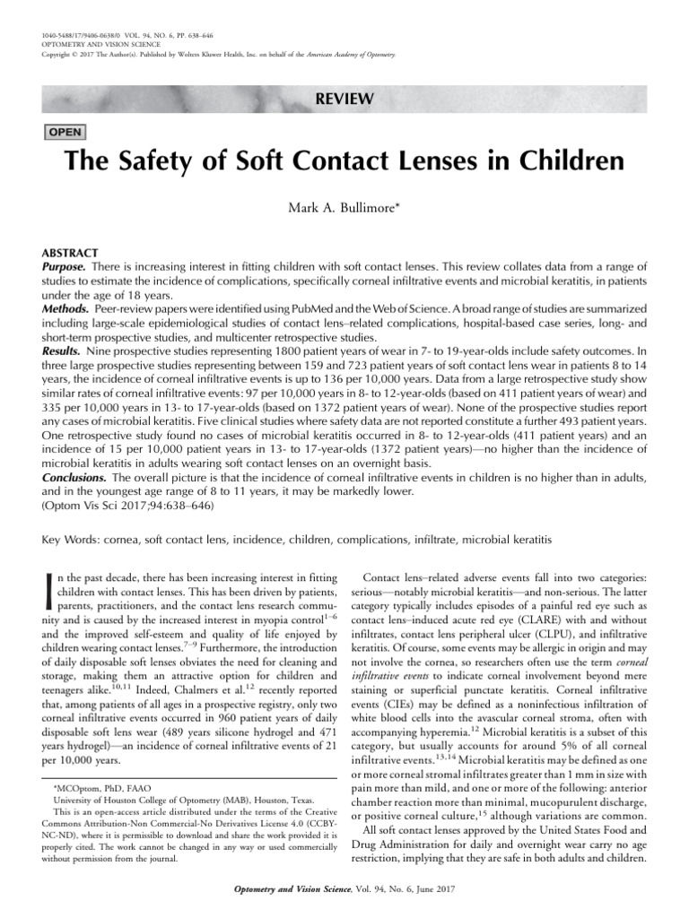 Bullimore - 2017 The Safety of SCL in Children | PDF