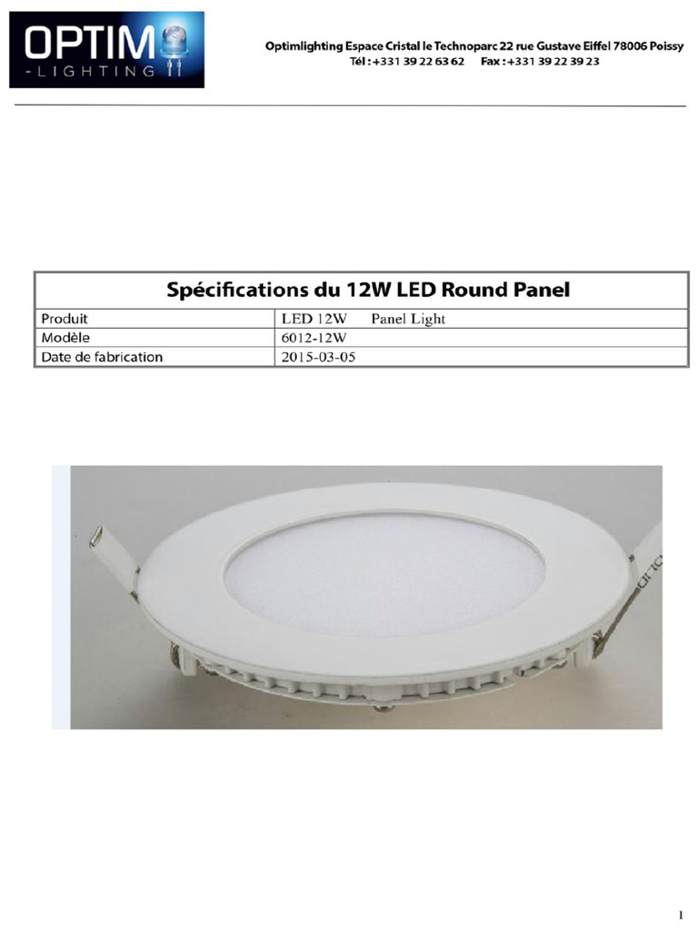 12w Round Panel | PDF