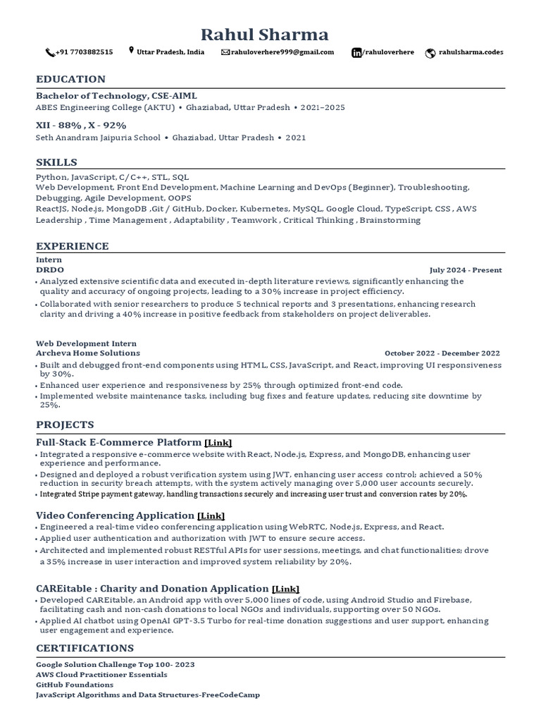 Rahul Sharma Resume | PDF
