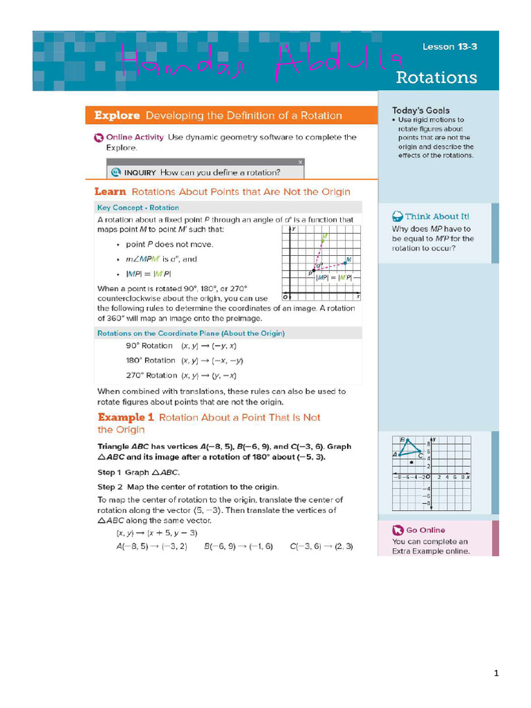 Lesson 13.3 Rotation | PDF