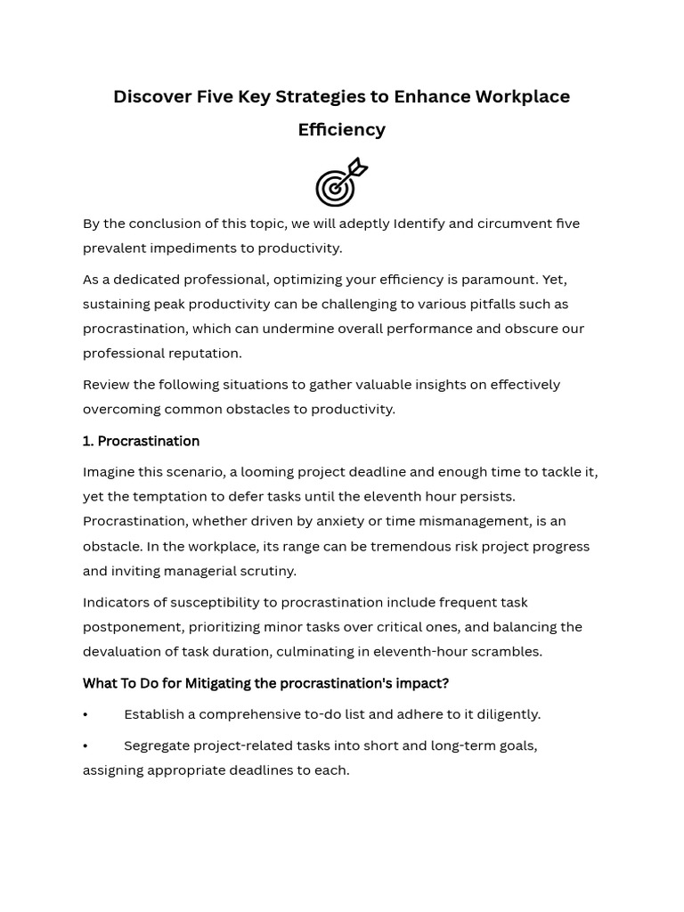 Discover Five Key Strategies To Enhance Workplace Efficiency | PDF Discover Five Key Strategies To Enhance Workplace Efficiency | PDF