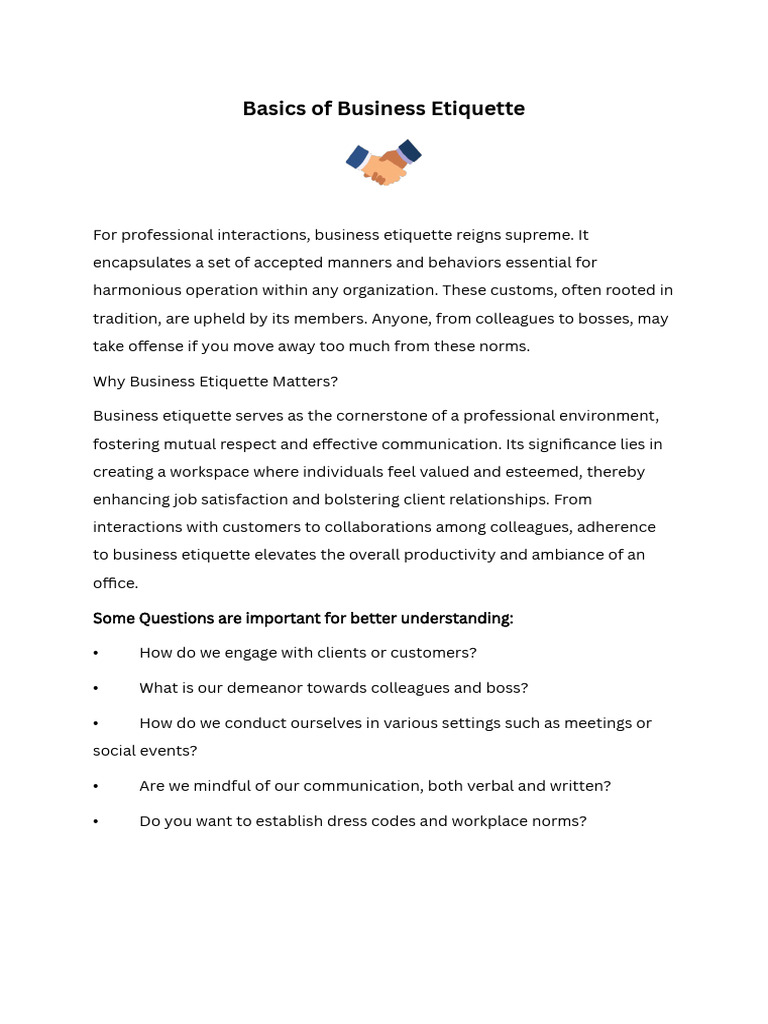 Business Etiquette | PDF