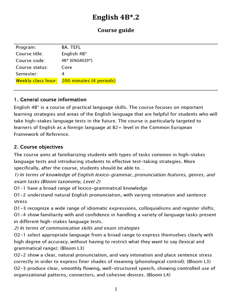 4BCLC .2 Course Guide | PDF