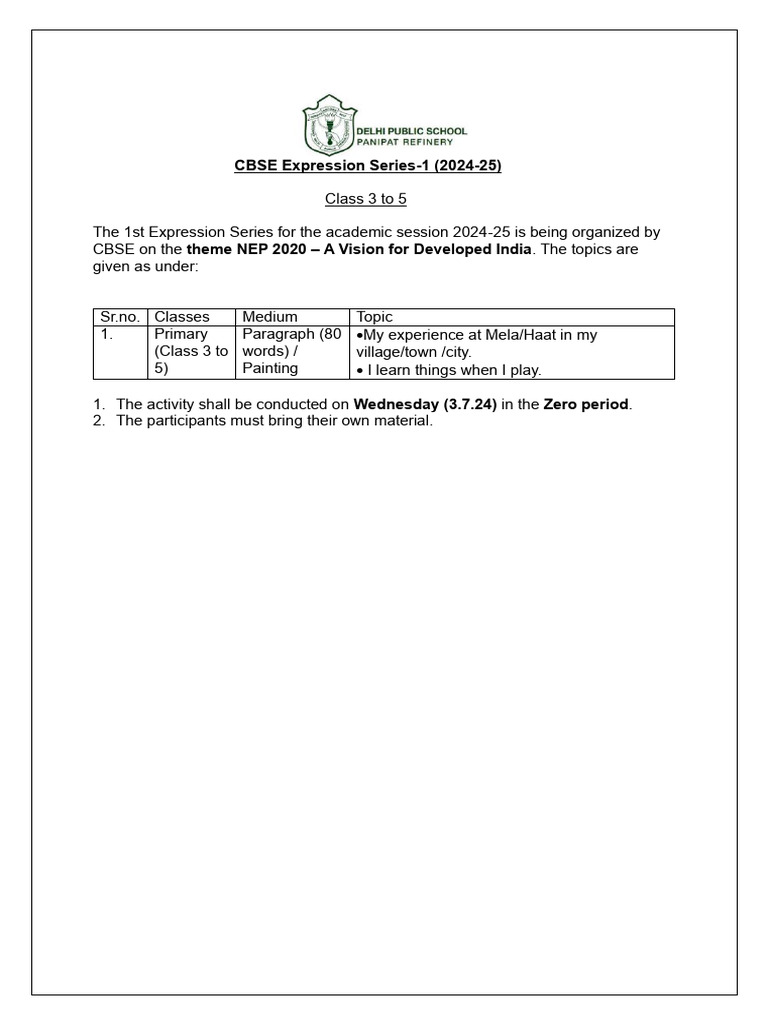 CBSE Expression Series Class 3-5 | PDF