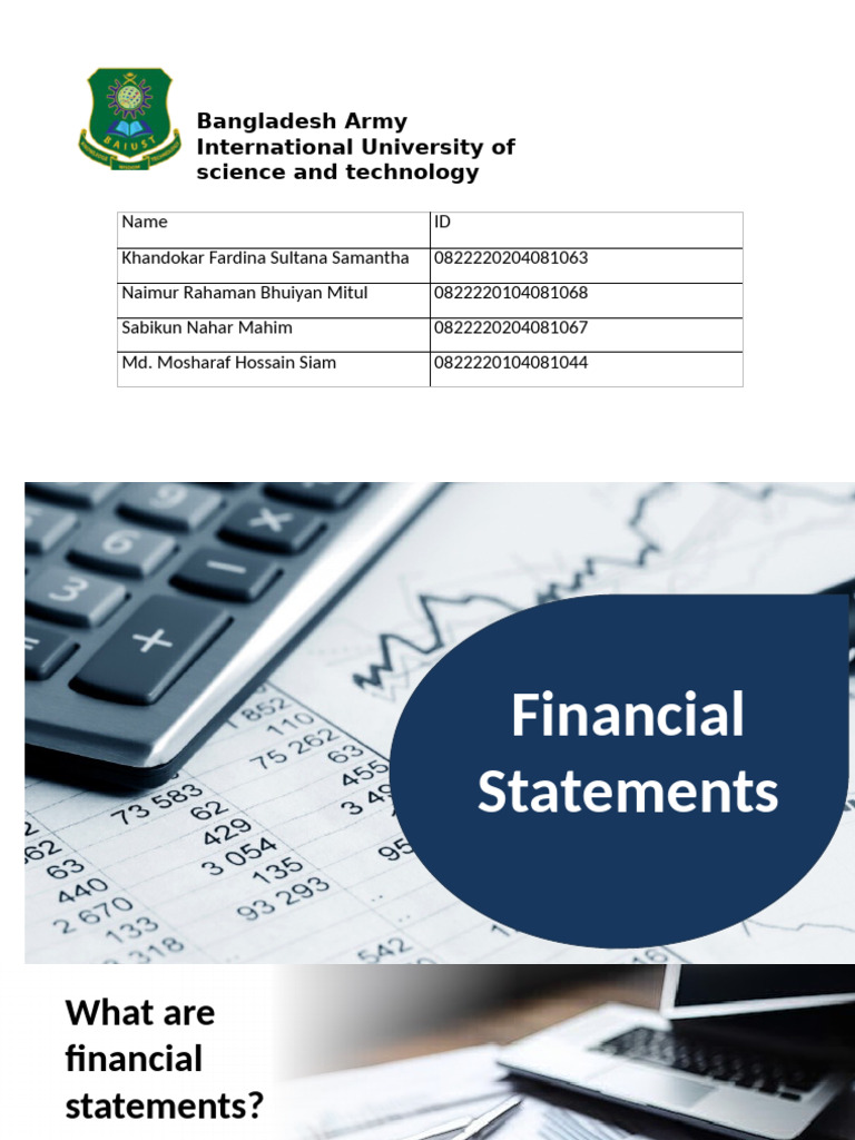 FINANCIAL Statement Group Presentation | PDF