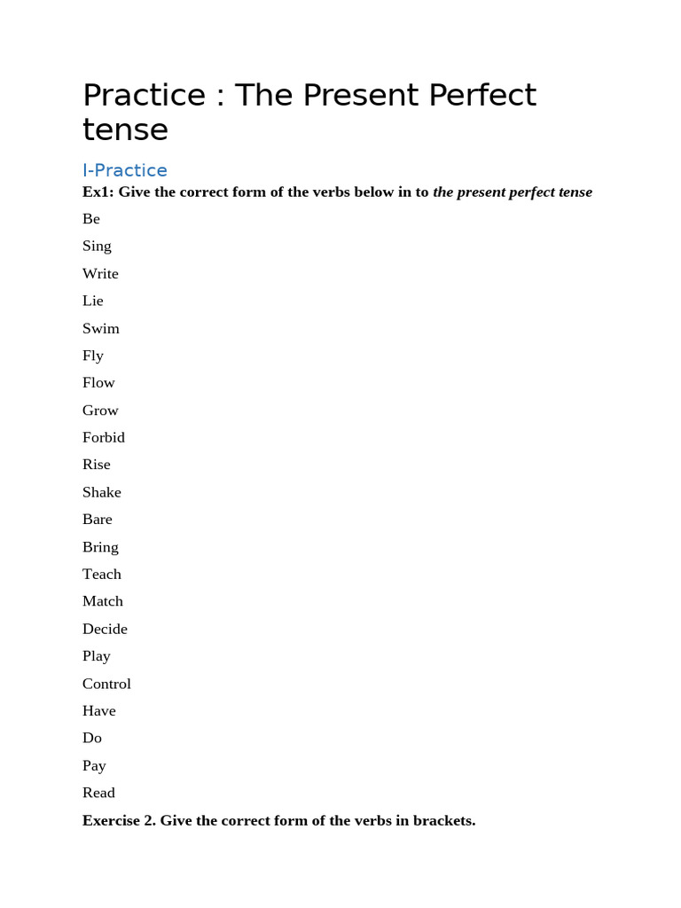 Practice Present Perfect | PDF