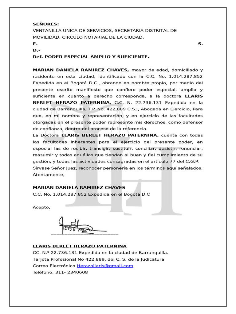 PODER MARIAN DANIELA RAMIREZ CHAVES | PDF