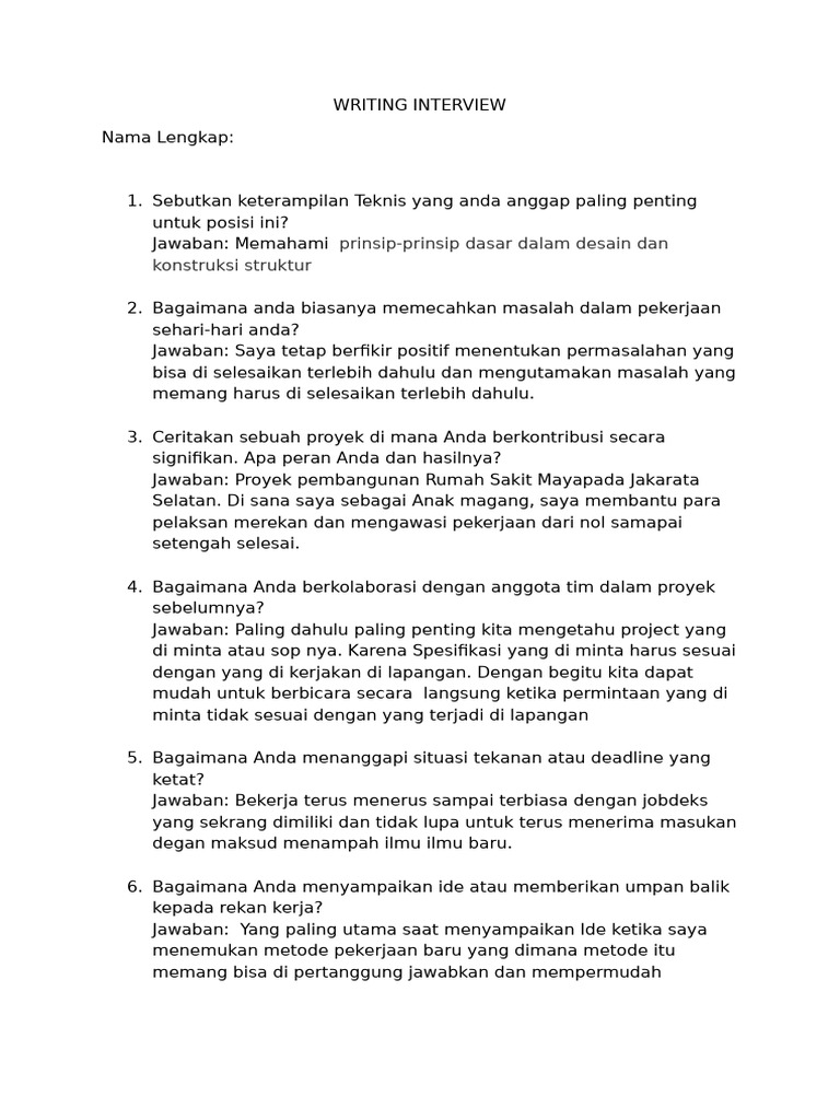 WRITING INTERVIEW | PDF
