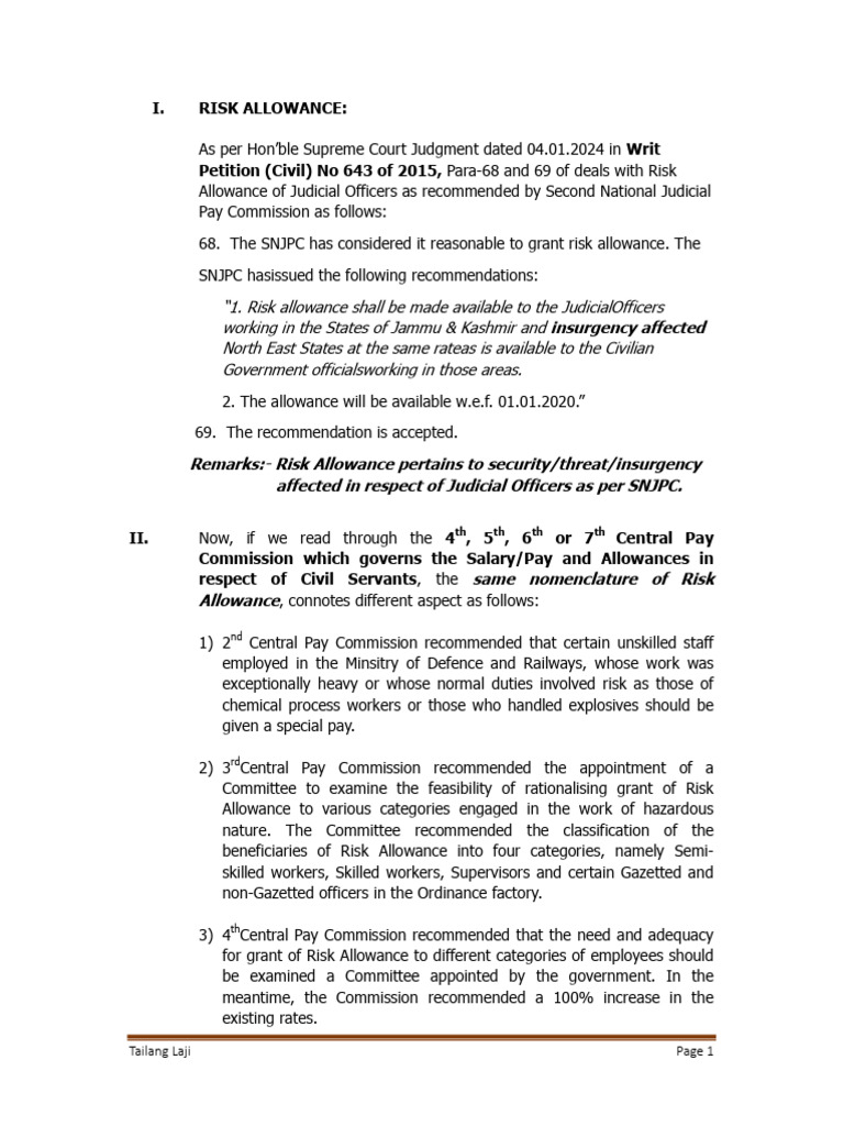 Risk Allowance | PDF