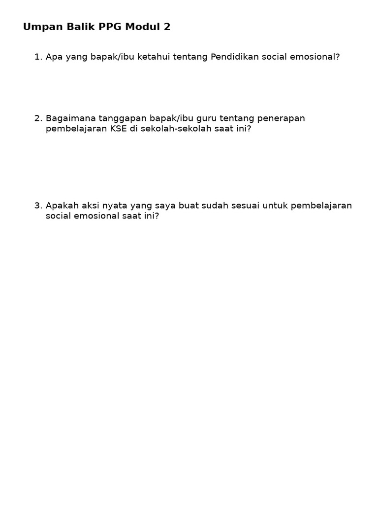 Umpan Balik PPG Modul 2 | PDF