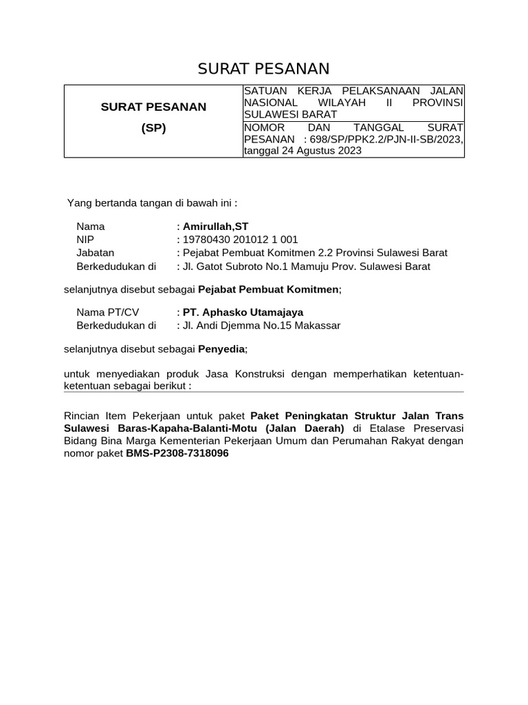 Surat Pesanan (SP) | PDF