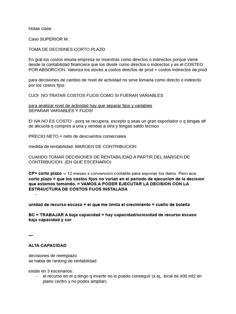 Decisiones de Costos - Notas de Clases | PDF