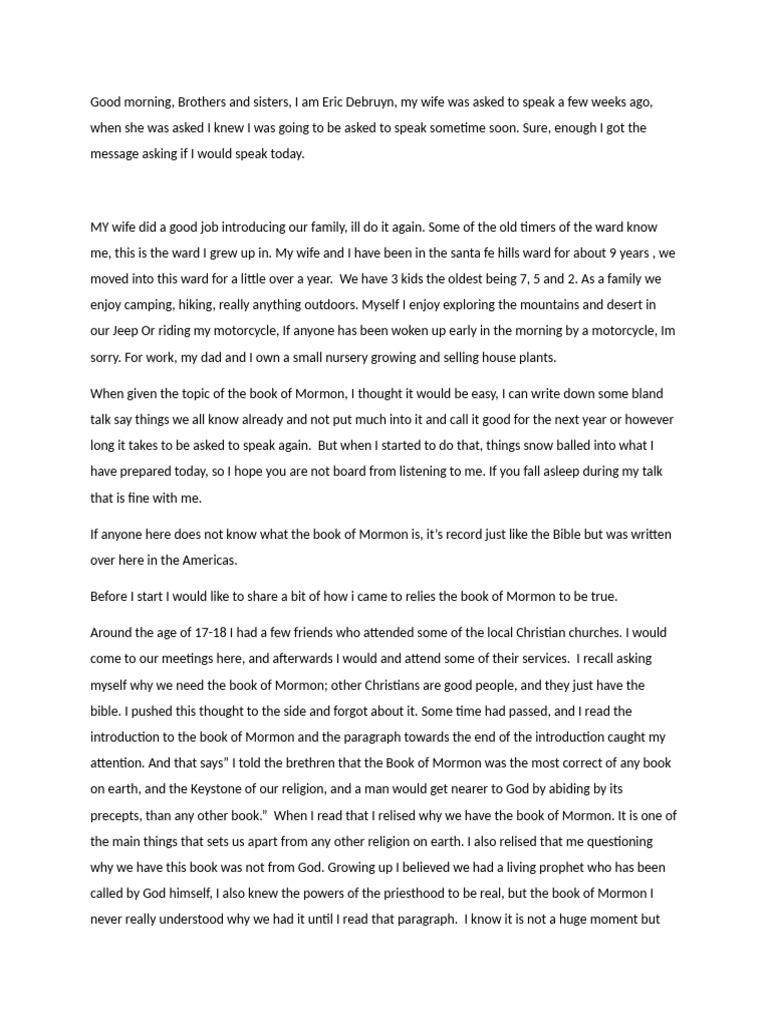 Book of Mormon Talk | PDF | Book Of Mormon | Religion & Spirituality