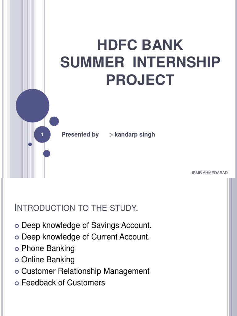 HDFC Bank Summer Internship Report | PDF | Customer Relationship ...