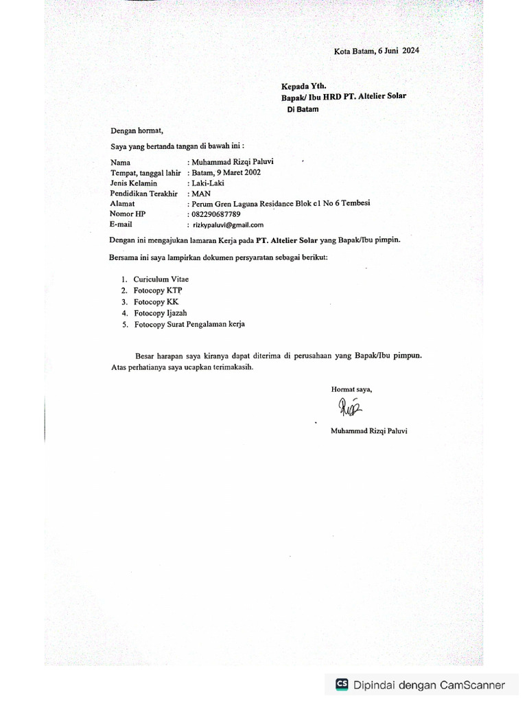 CV Muhammad Rizqi Paluvi Lengkap | PDF