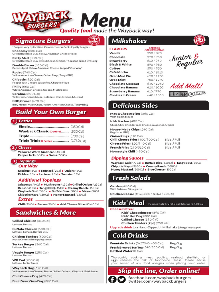 Wayback Burgers - PDF Menu | PDF