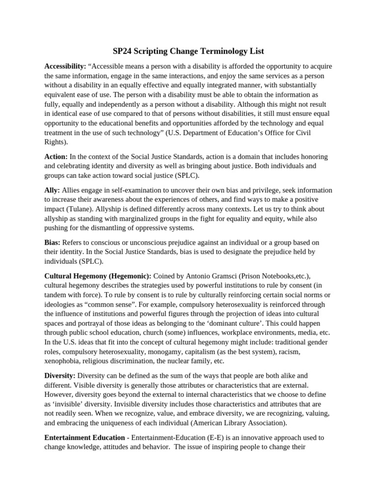 Scripting Change Terminology List | PDF