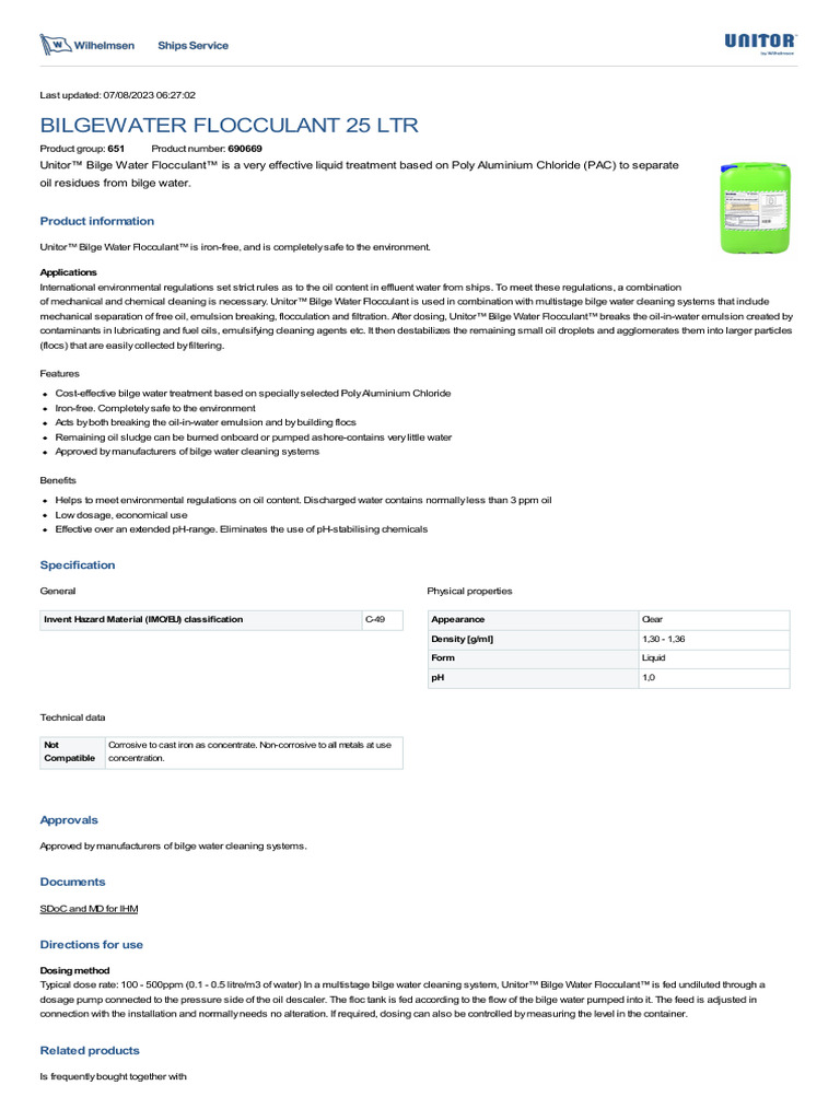 Bilgewater Flocculant 25 LTR | PDF