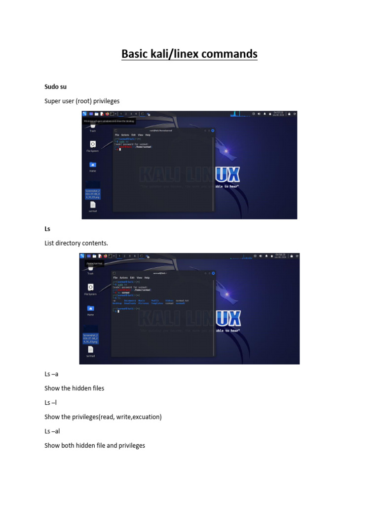 Sarmad Kali Commands | PDF