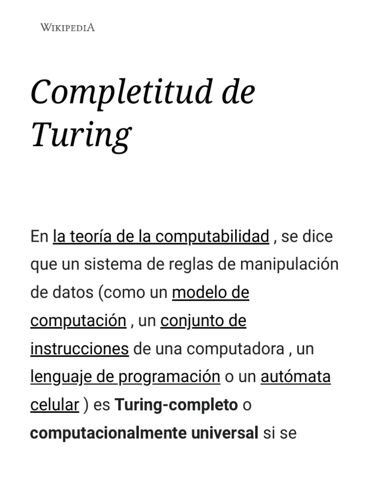Completitud de Turing - Wikipedia | PDF