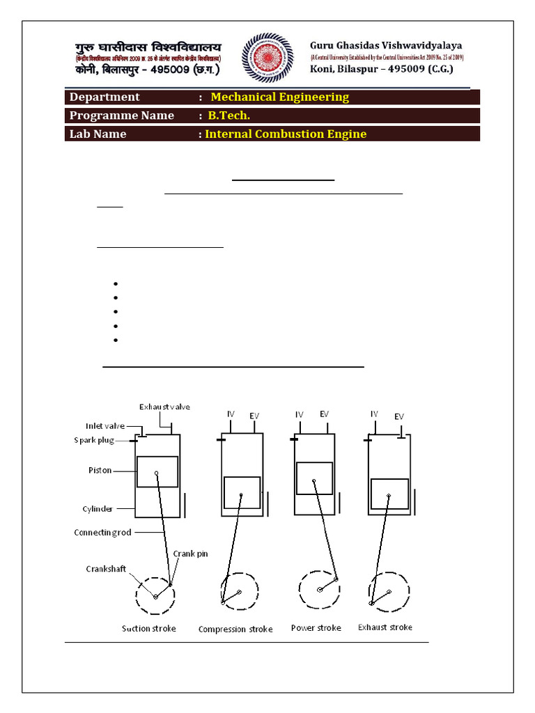 Experiment 2 to Study the Working of Four Stroke Petrol and Diesel ...