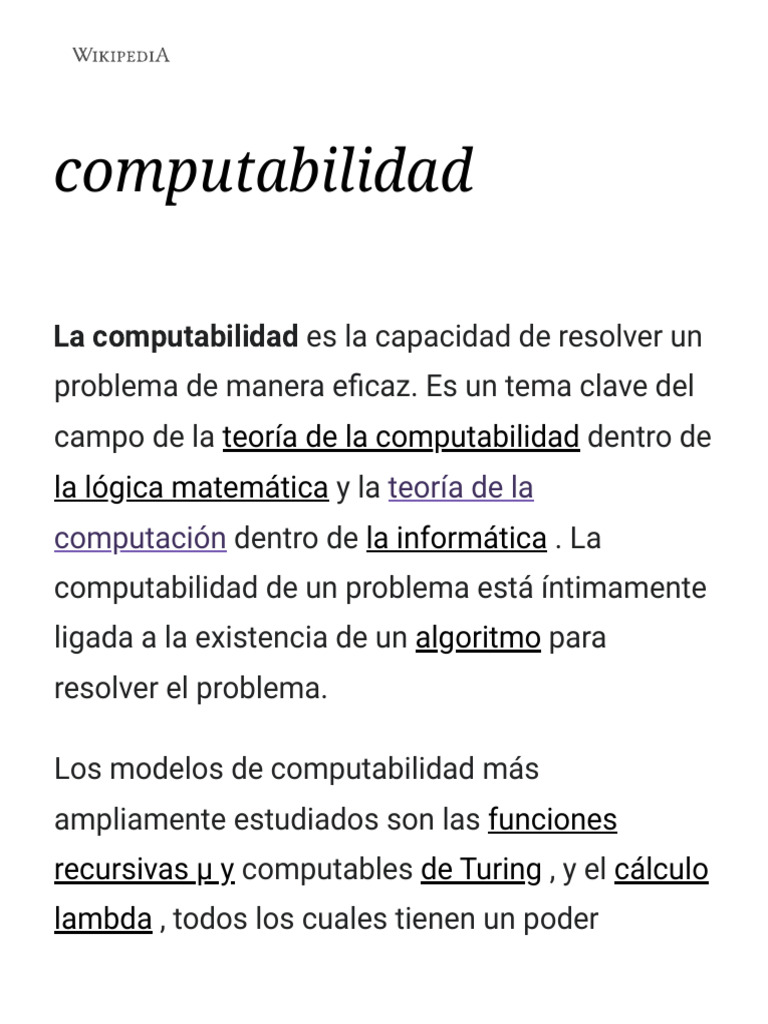 Computabilidad - Wikipedia | PDF