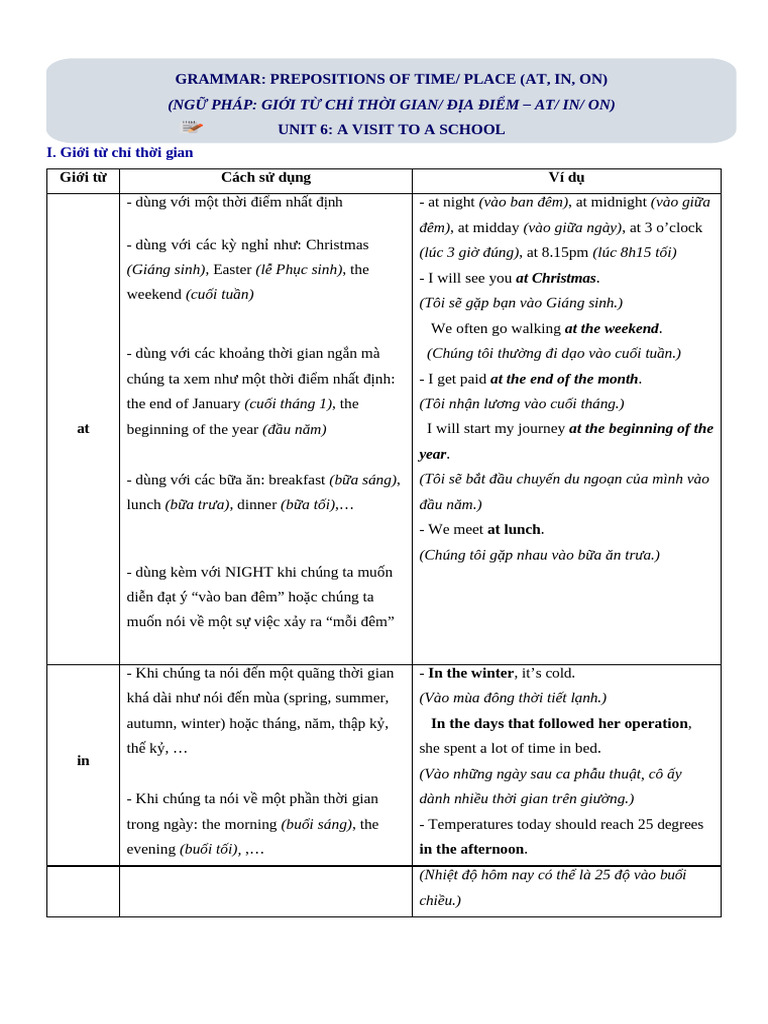 Grammar Unit 6 Tieng Anh 7 Global Success 1662626623 | PDF