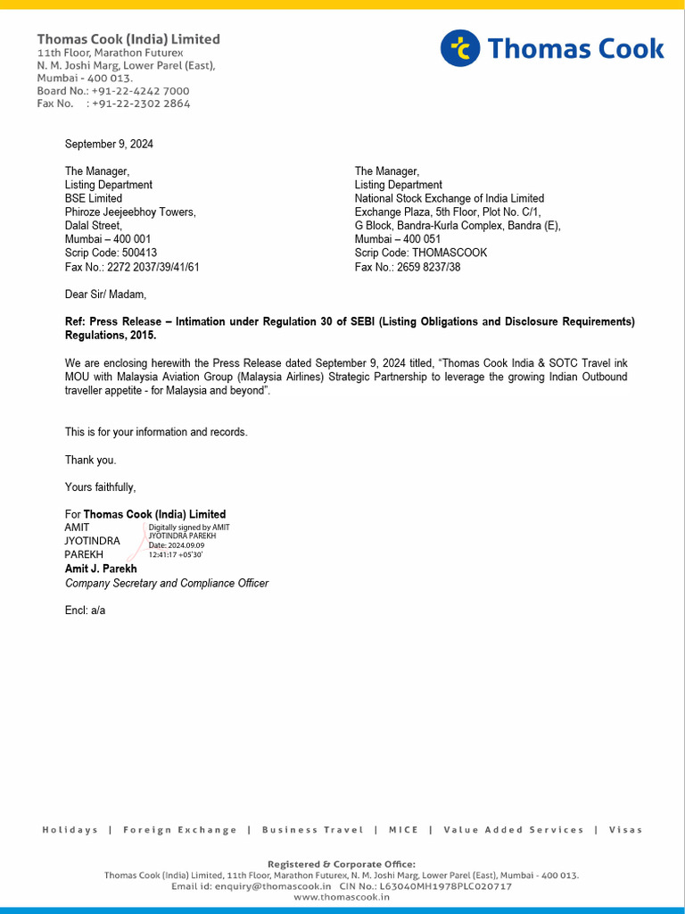 Thomas Cook (India) LTD | PDF