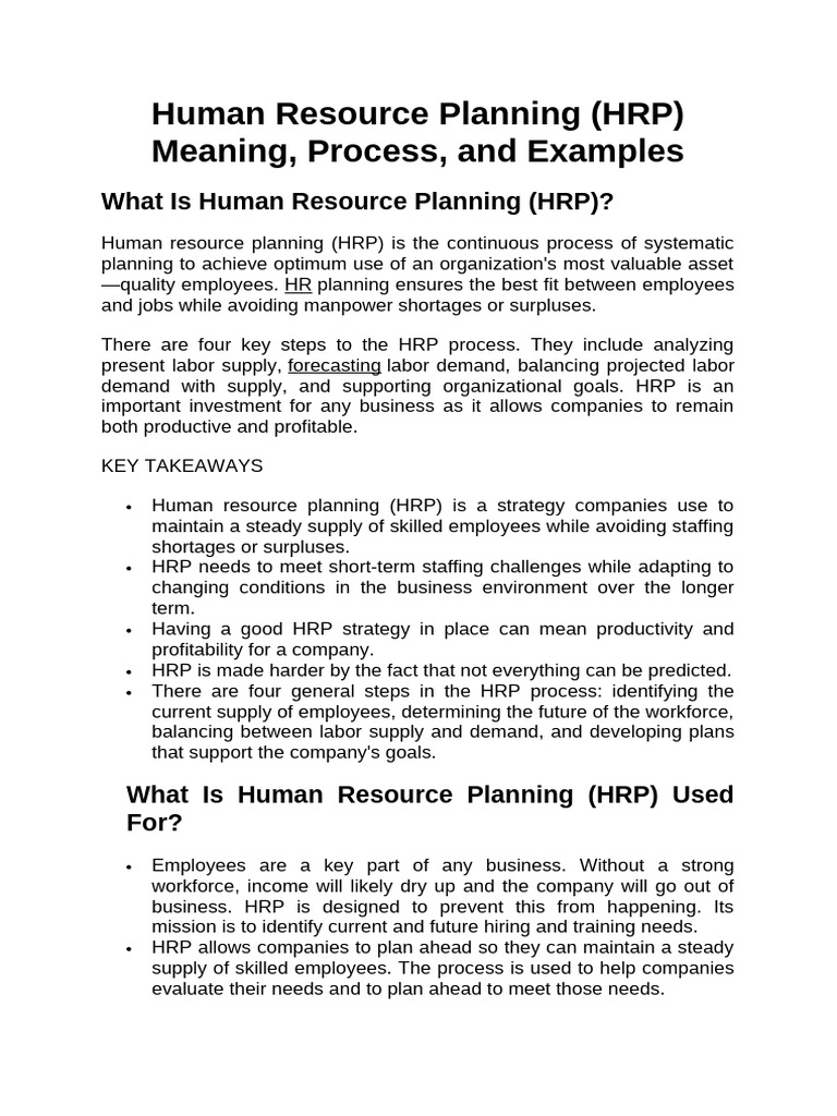 Human Resource Planning | PDF