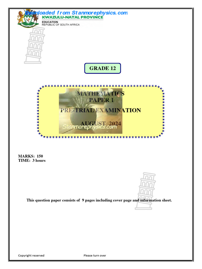 KZN-Maths-Grade-12-PRE-TRIAL-2024-P1-and-Memo | PDF