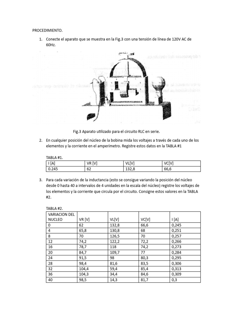 Circuito RCL en Serie Laboratorio | PDF