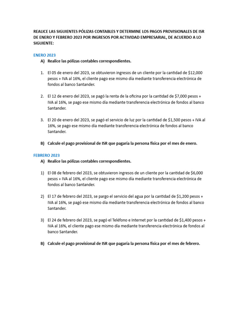 Ejercicio en Clase Pagos Provisionales PF | PDF | Corporaciones | Industrias de servicio