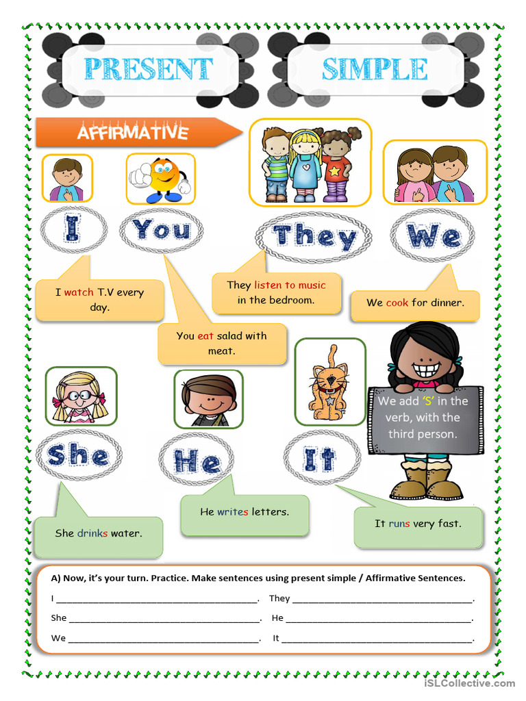 Present Simple - Easy For Kids - Grammar. | PDF | Linguistic Typology ...